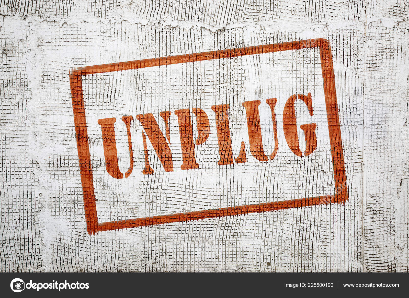 Unplug Graffiti Style Sign Stucco Wall Stock Photo by ©PixelsAway 225500190