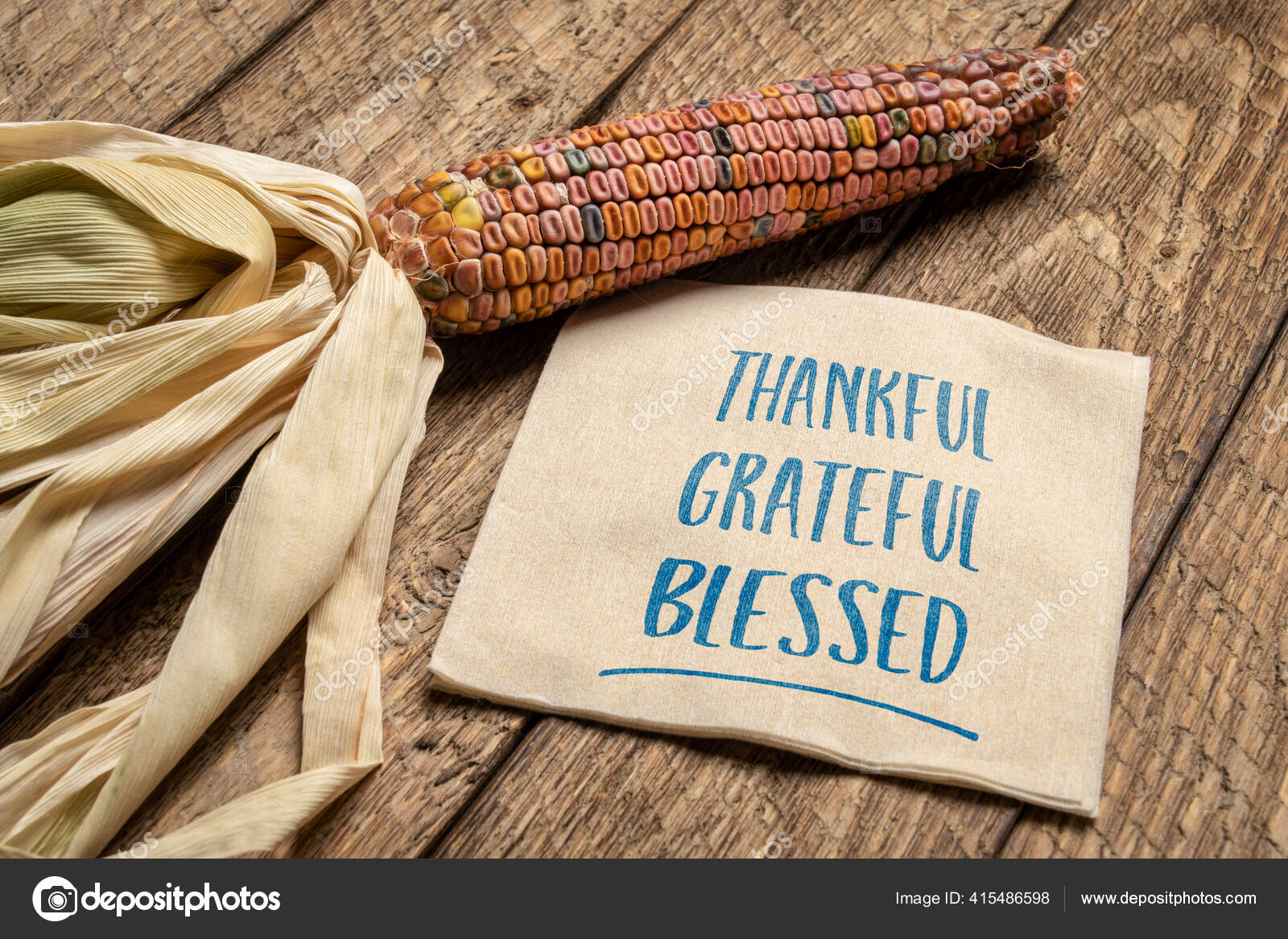 Thankful Grateful Blessed Spiritual Words Handwriting Napkin Ornamental ...