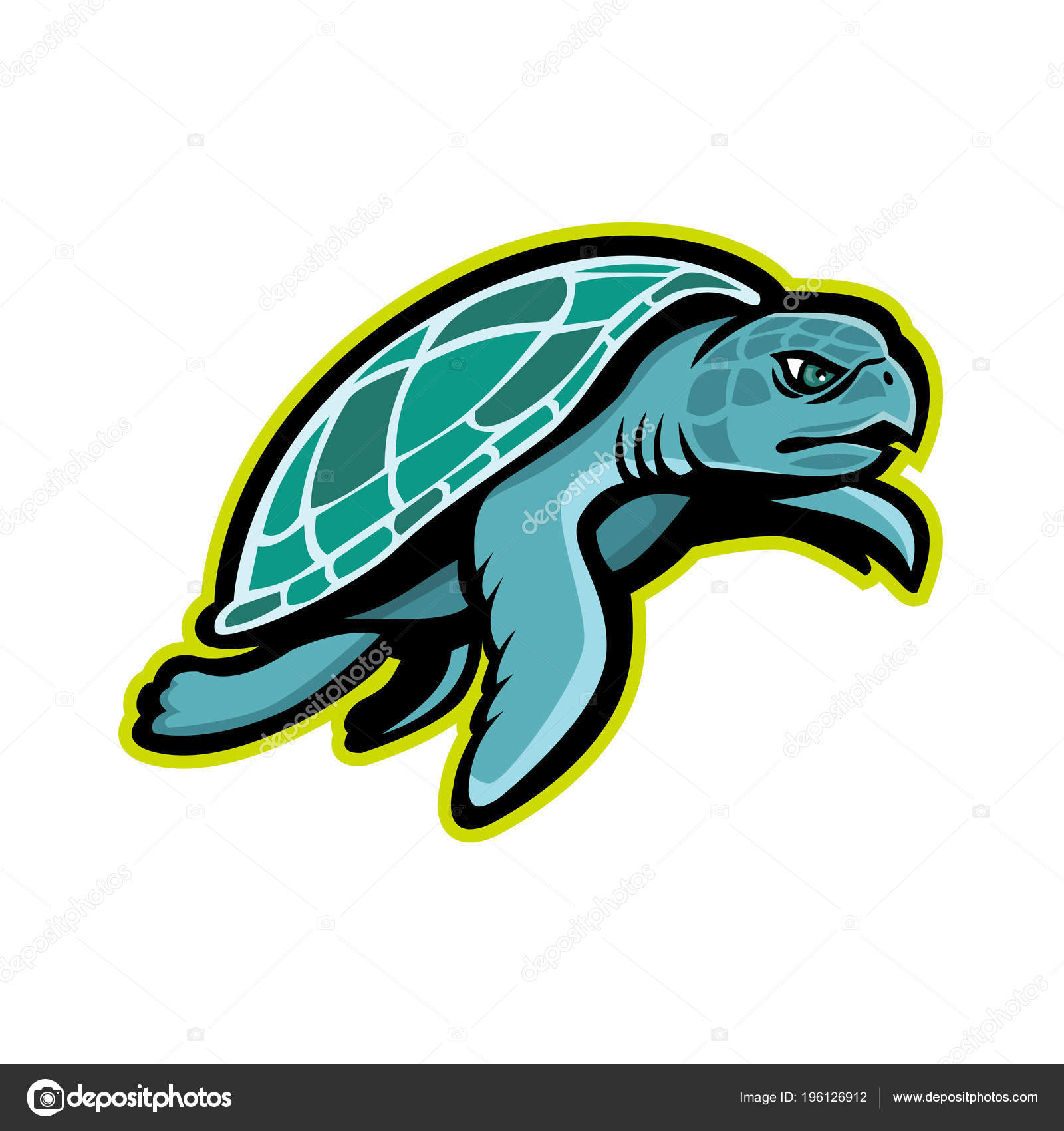 Mascot Icon Illustration Kemp's Ridley Sea Turtle Atlantic Ridley Sea ...