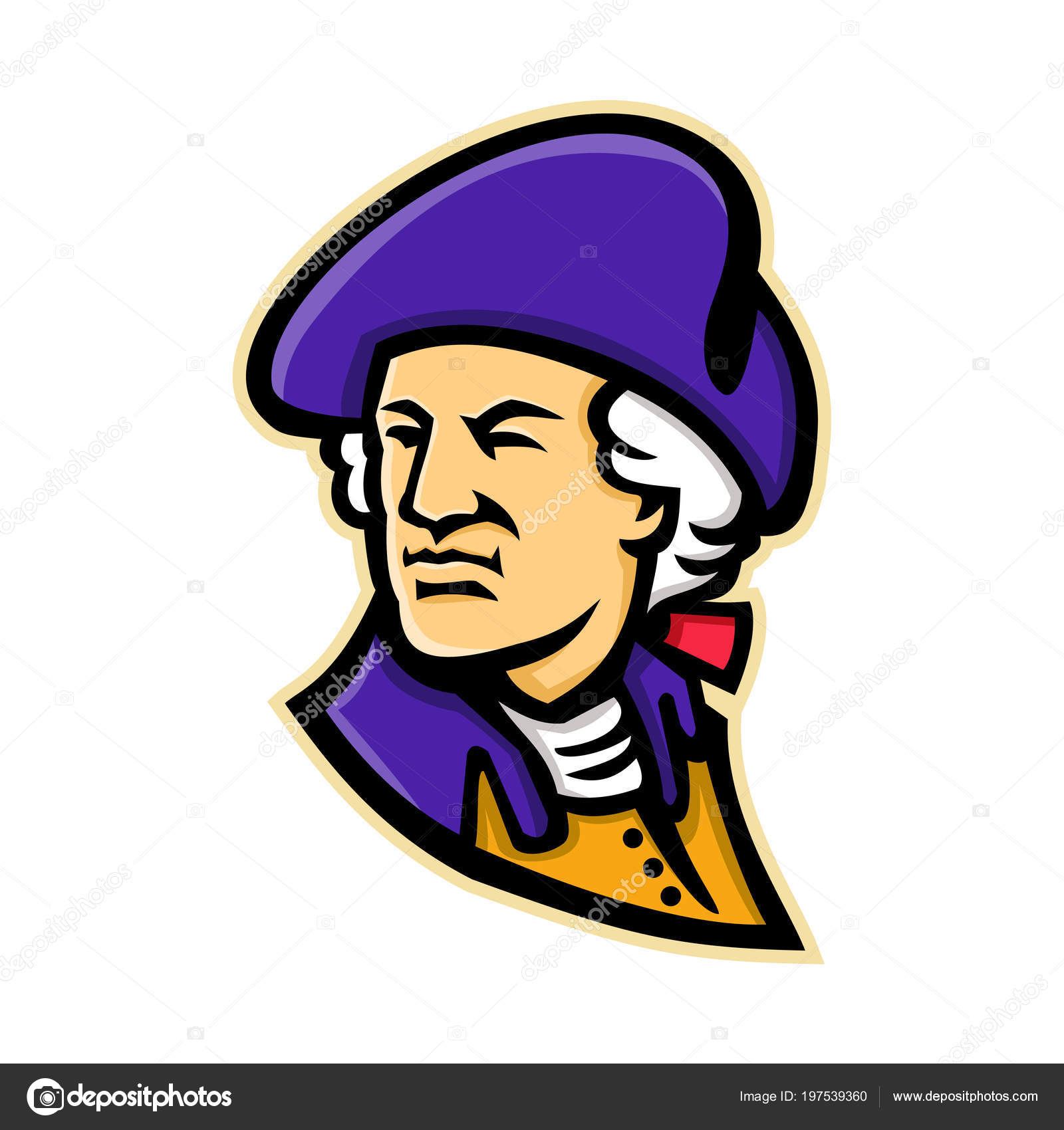 Mascot Icon Illustration Head American Statesman Soldier First ...