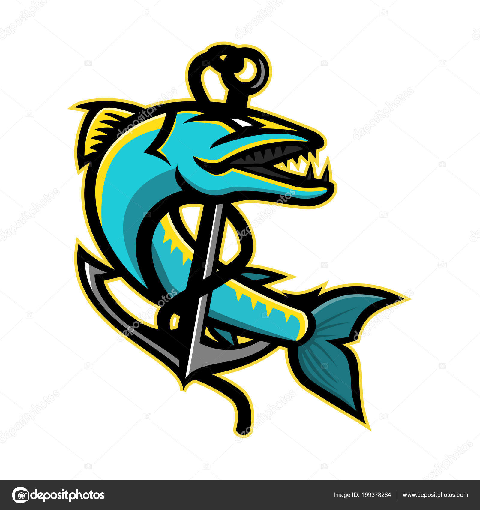Mascot Icon Illustration Great Barracuda Saltwater Fish Snake Fearsome ...