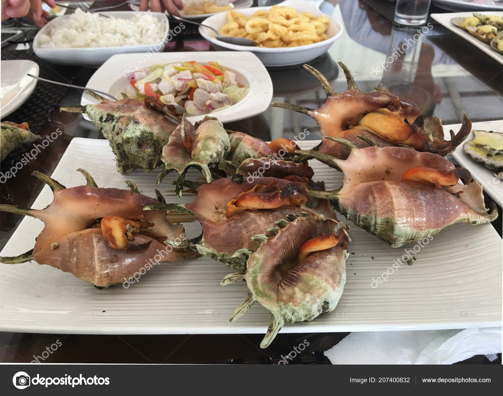 Photo Cooked Spider Conchs Locally Known Saang Filipino Delicacy Which ...