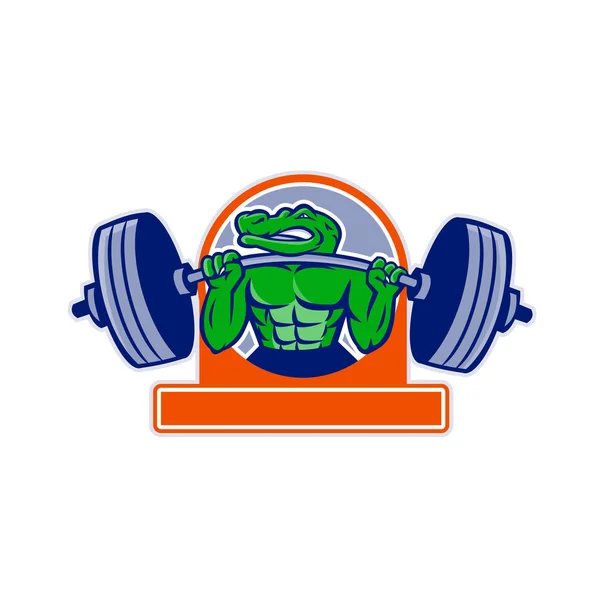 Mascot Icon Illustration Alligator Gator Crocodile Croc Lifting Heavy ...