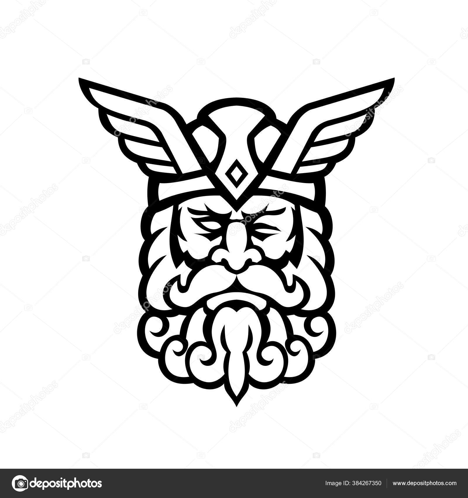 Mascot Illustration Head Odin Also Called Wodan Woden Wotan One Stock ...
