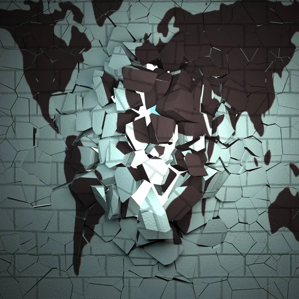 World Map Breaking Wall Rendering Stock Photo by ©PantherMediaSeller ...