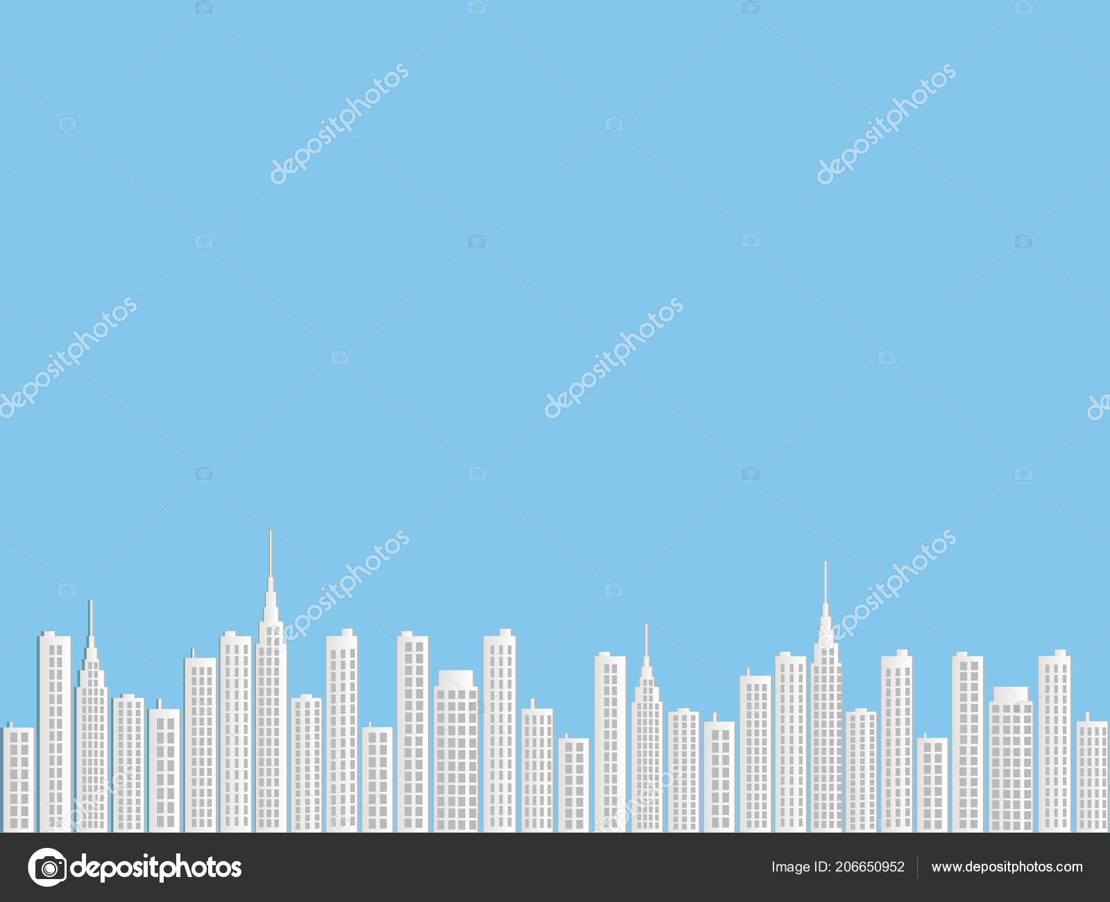 Illustration City Skyline Colorful Blue Sky Background Stock Vector ...