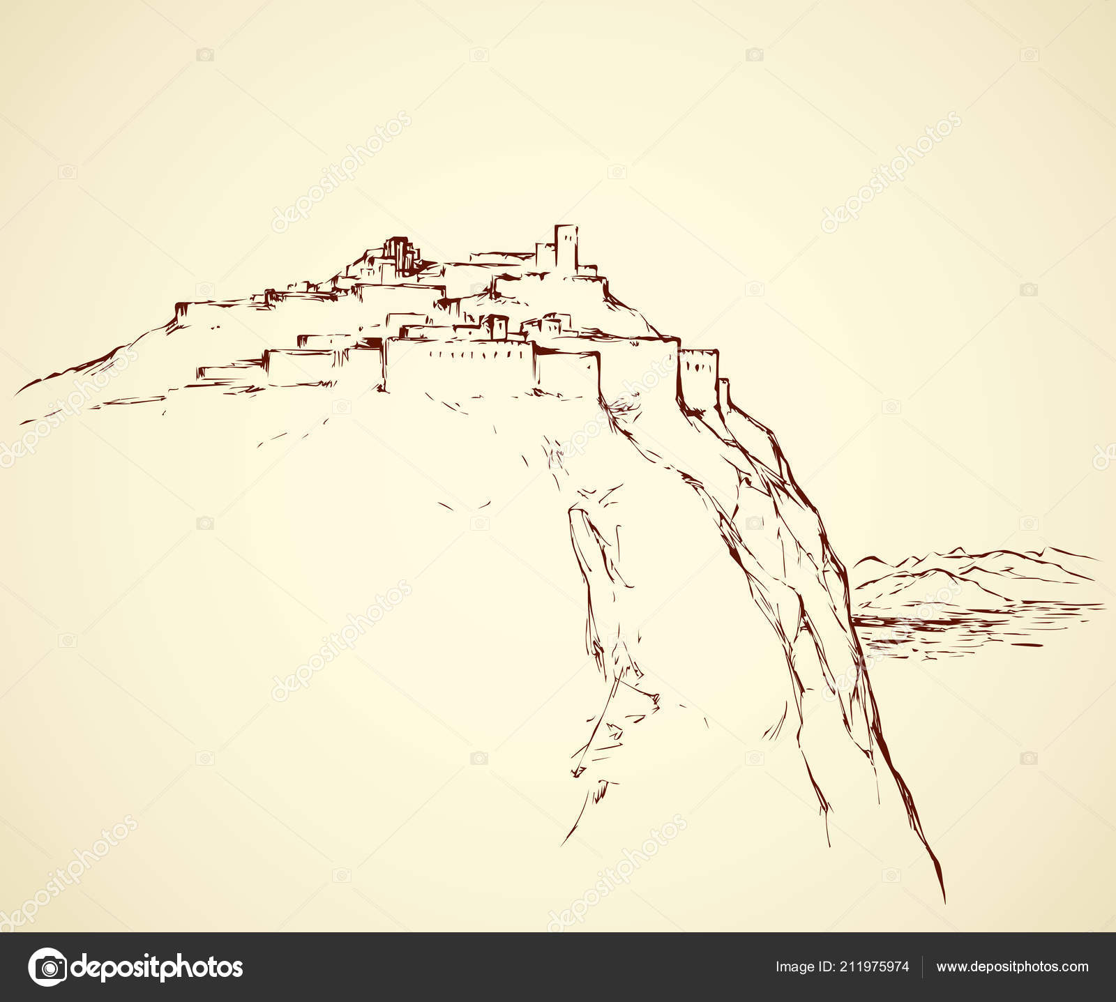 Old Eastern Judean Biblical View Stone Wall Palace Ruin Mount Stock ...