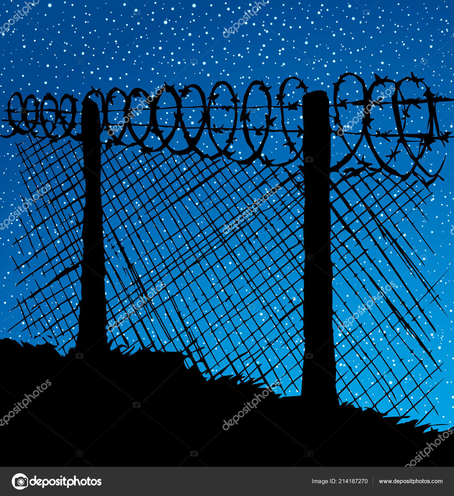 Old Warning Obstacle Spiral Spike Shape Row Zone Cage Scene Stock ...