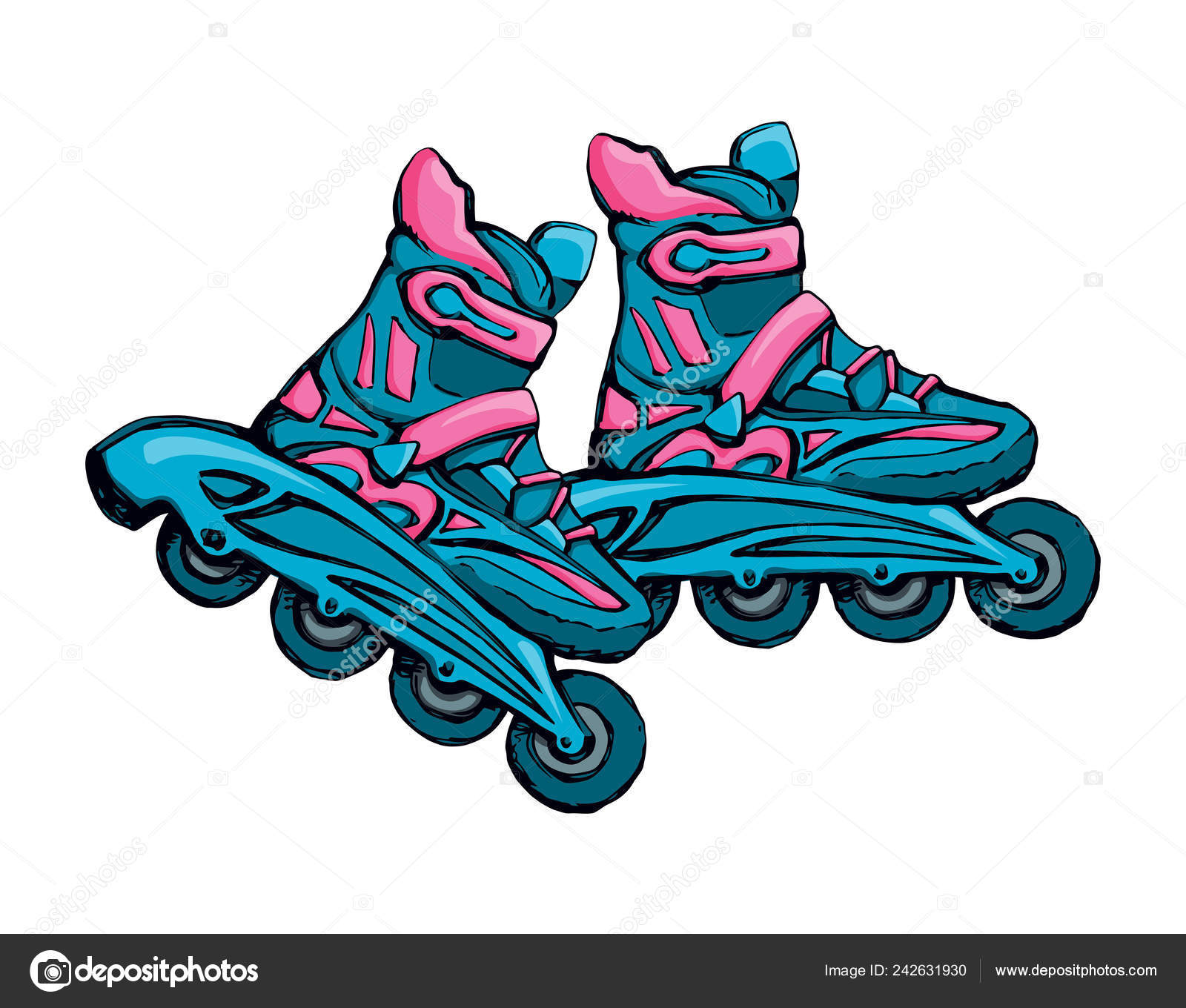 Roller Skates Color Drawing