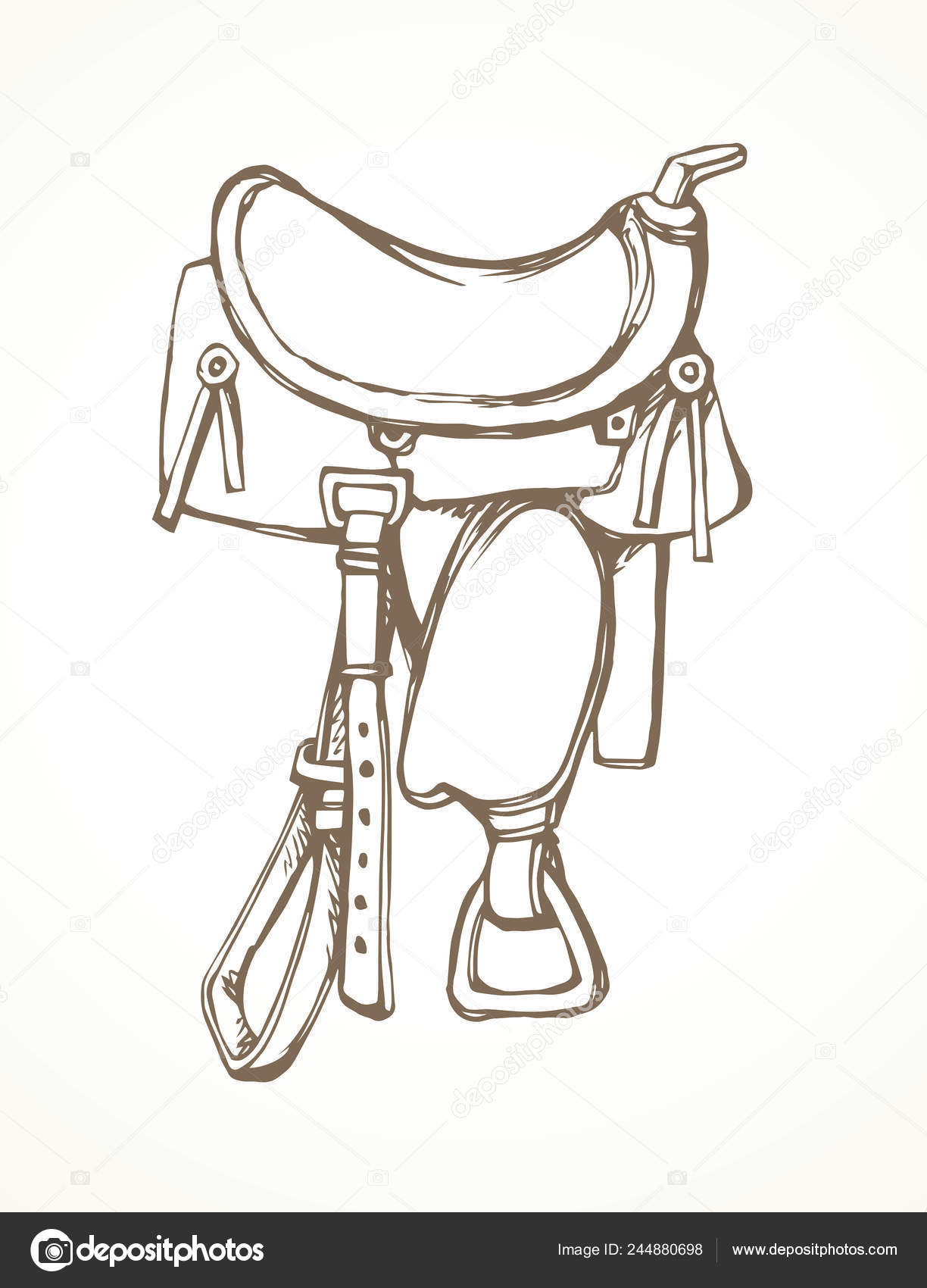 Aged Classic Tack Belt White Backdrop Freehand Outline Black Ink Stock ...