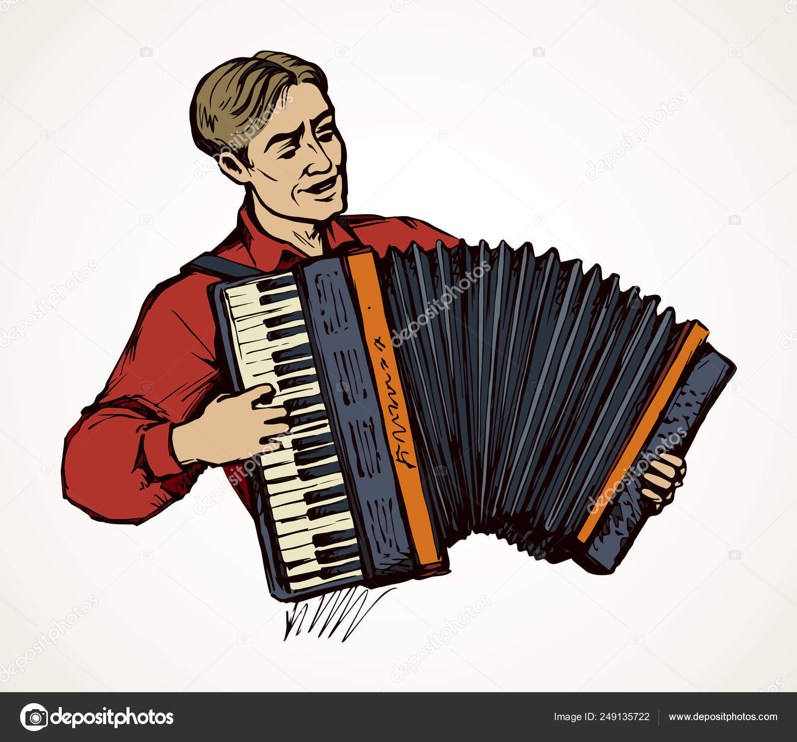 A man plays the accordion. Vector drawing Stock Vector by ©Marinka ...