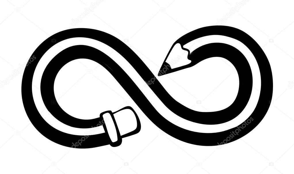 Lápiz en forma de infinito. Dibujo vectorial Vector de stock por ...