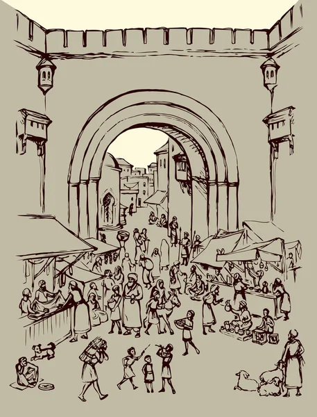 Old eastern city. Vector drawing ⬇ Vector Image by © Marinka | Vector ...