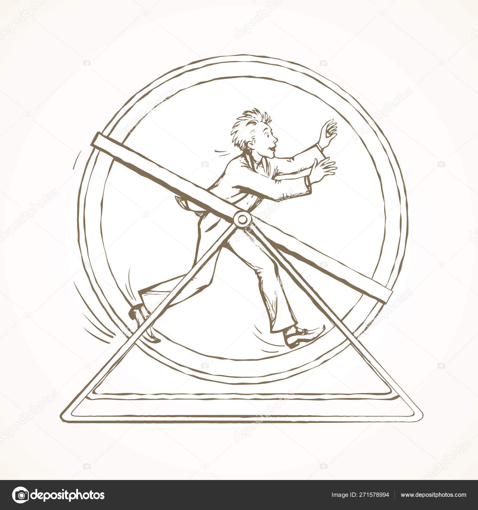 Man running in circle wheel. Vector drawing Stock Vector Image by ...