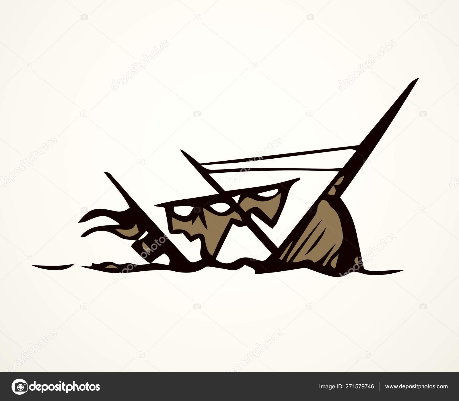Sunken ship. Vector drawing Stock Vector by ©Marinka 271579746