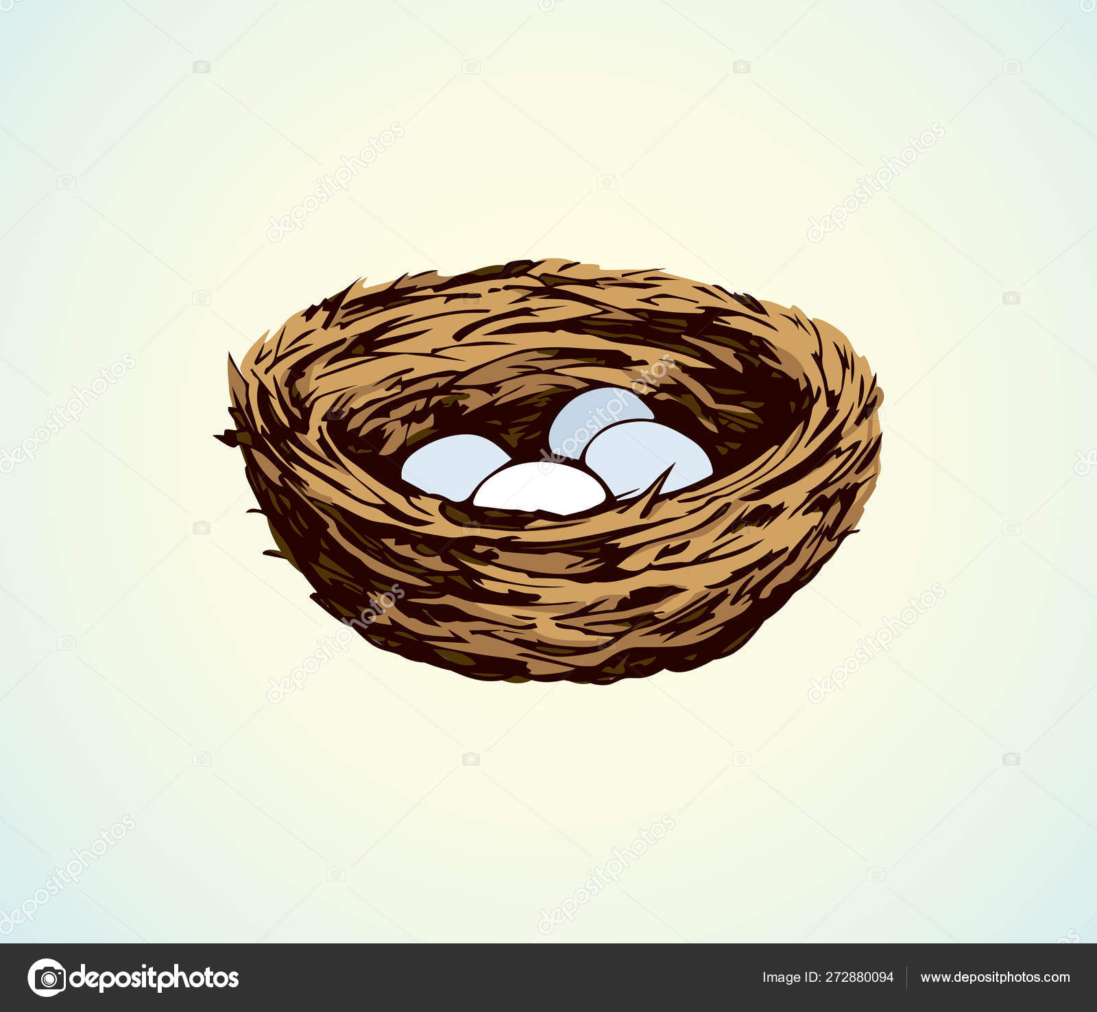 Fuglerede Silhuett Bomuldsfabrikken Blæk Sort Hvid Skitse