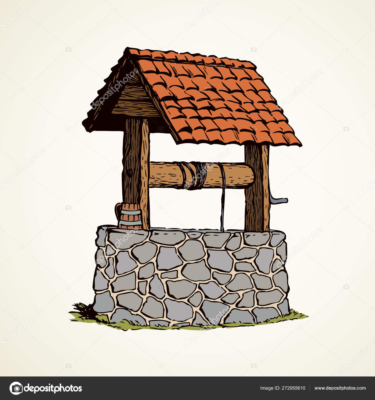 Ancient well. Vector drawing Stock Vector by ©Marinka 272955610