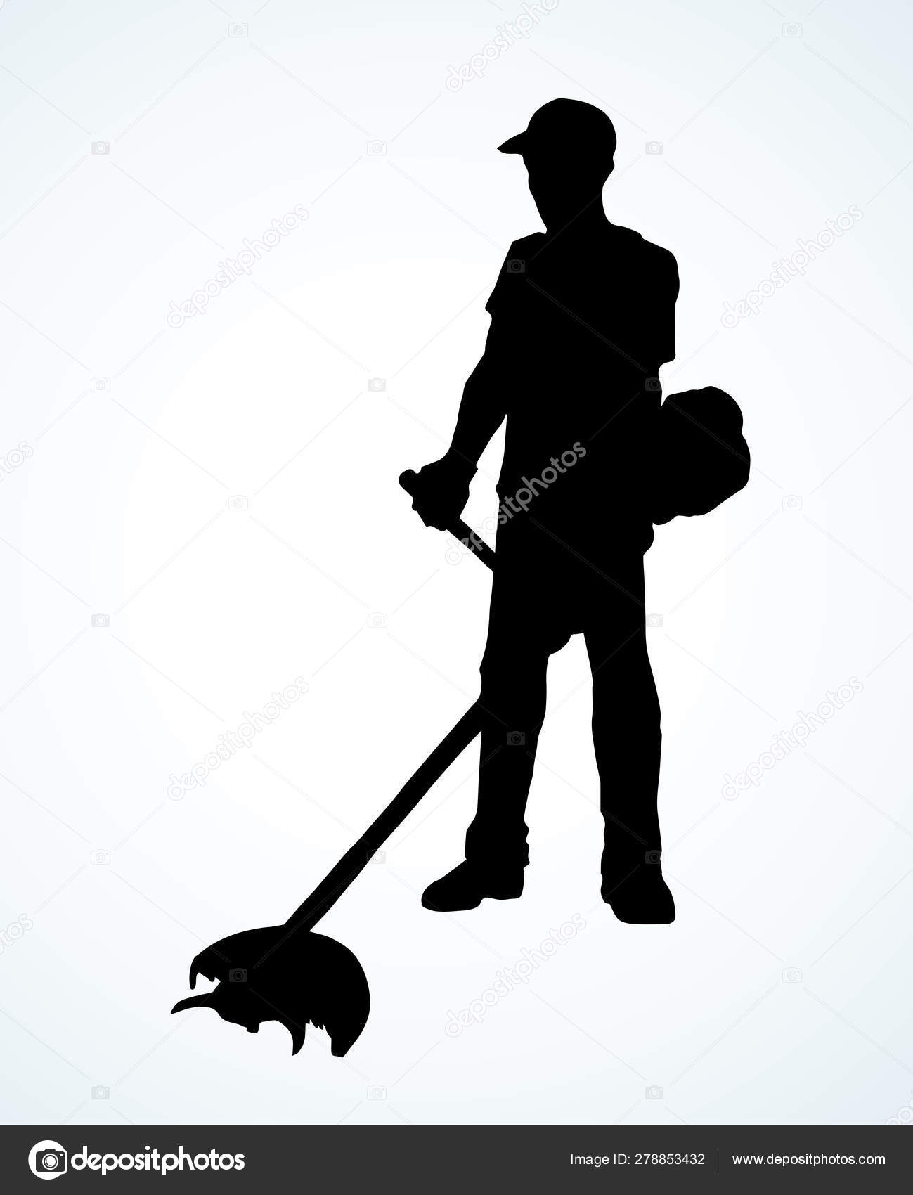 The man mows the grass. Vector drawing Stock Vector by ©Marinka 278853432