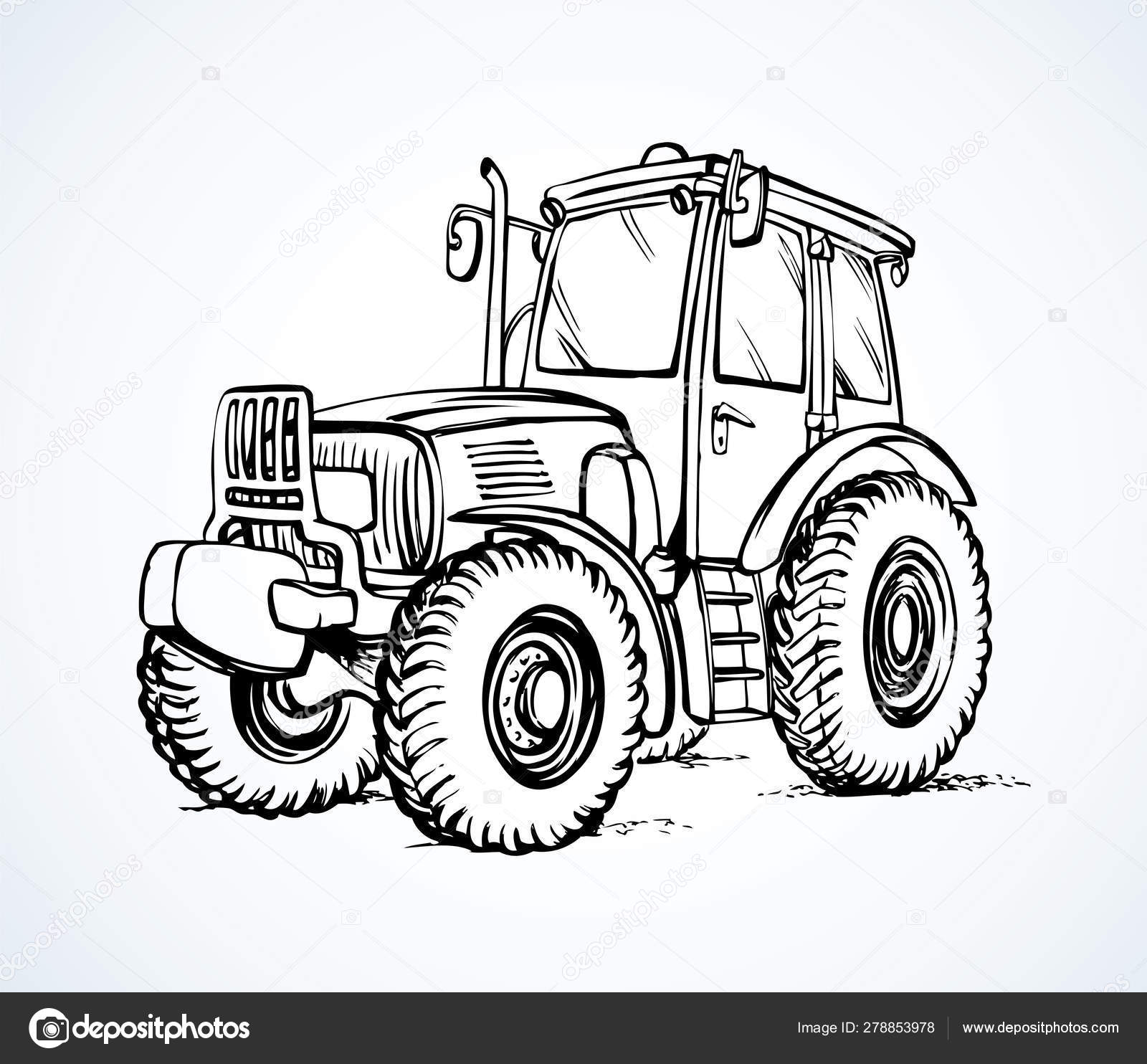 Country Tractor Drawings Agricultural Tractor Illustration Art Drawing