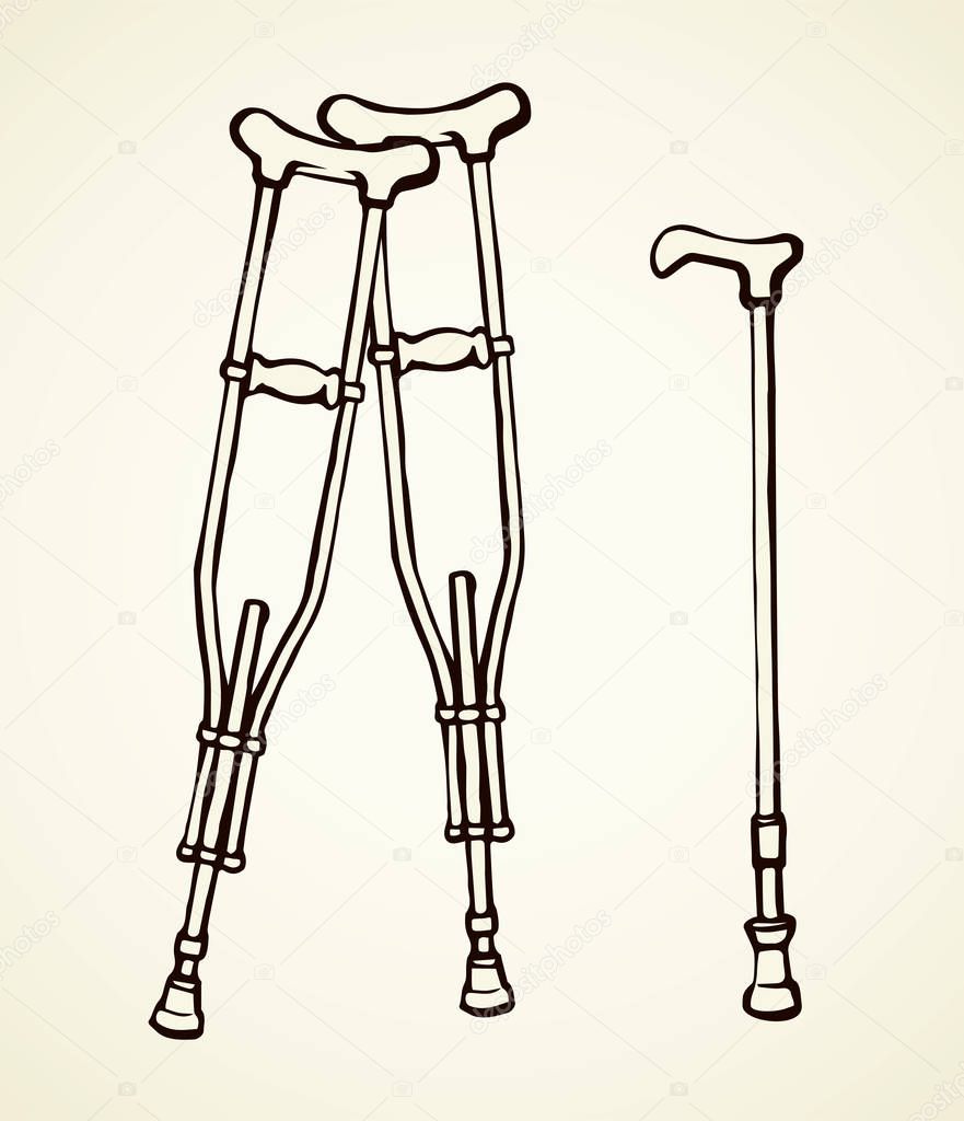 Una muleta. Dibujo vectorial 2023