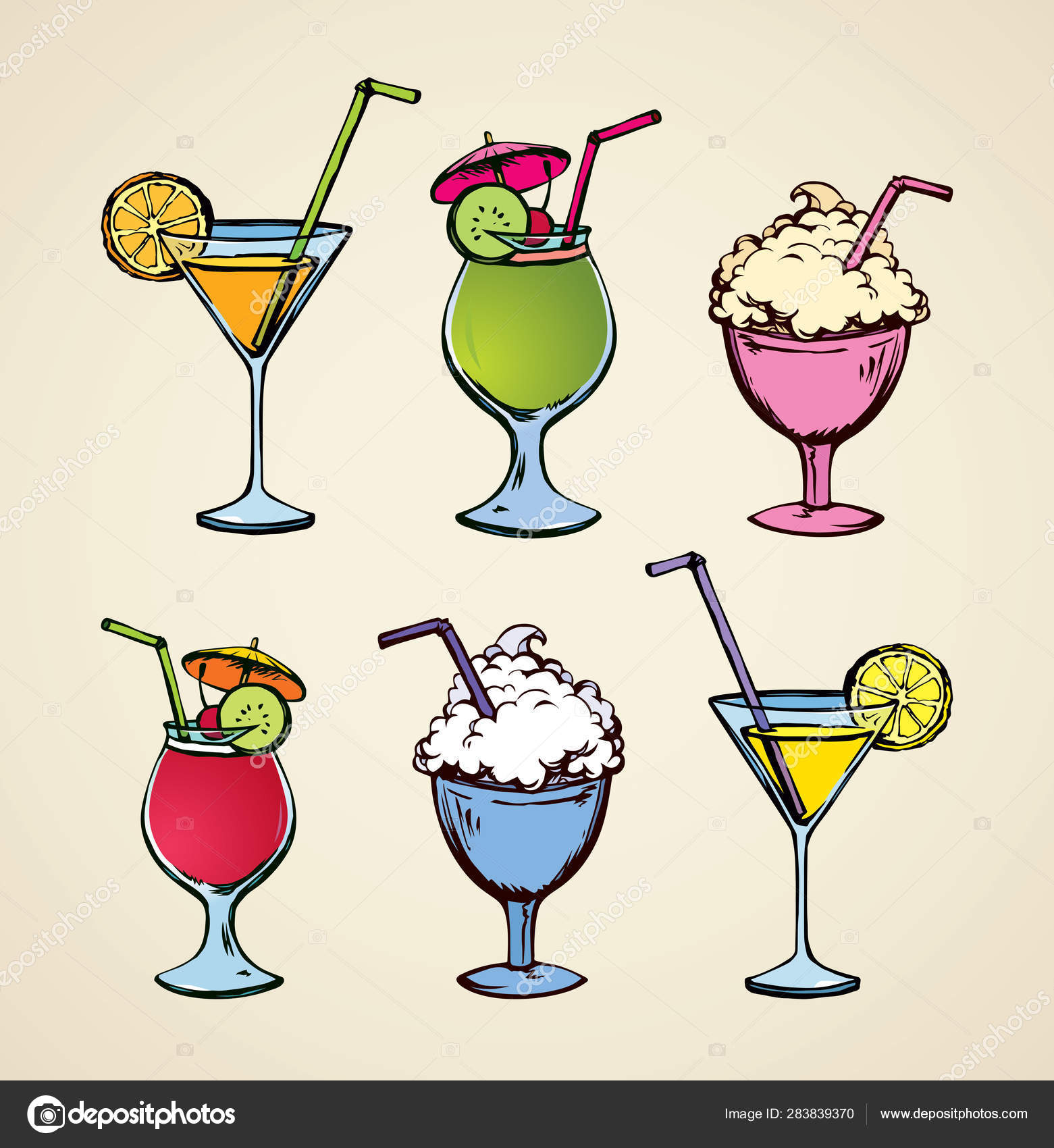 Cocktail. Vector drawing Stock Vector by ©Marinka 283839370