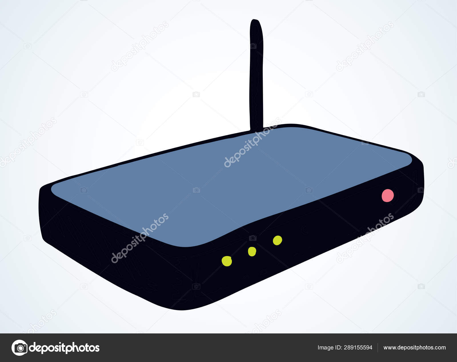 Modem with antenna. Vector drawing Stock Vector by ©Marinka 289155594