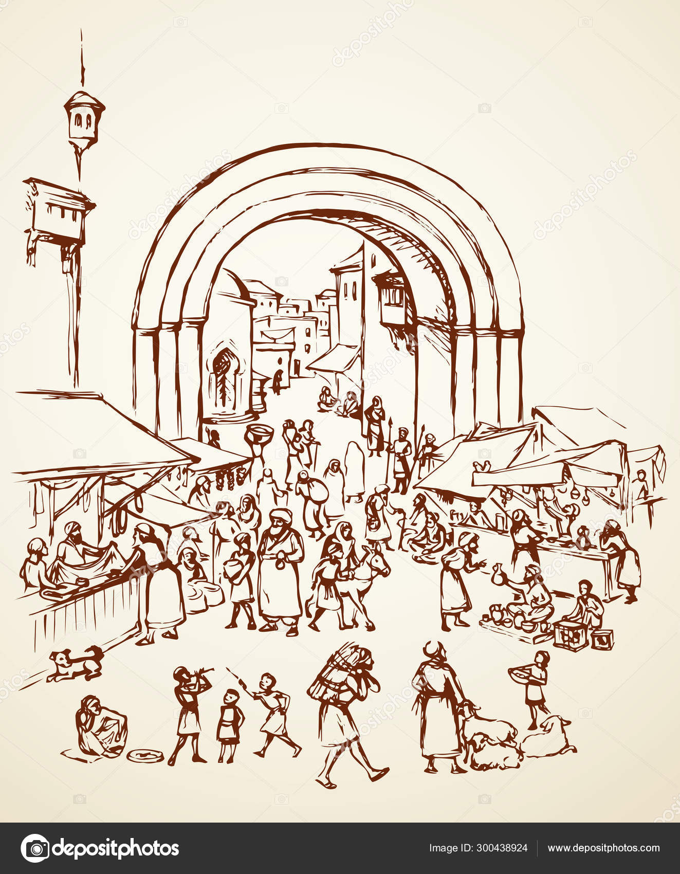 Old eastern city. Vector drawing Stock Vector Image by ©Marinka #300438924