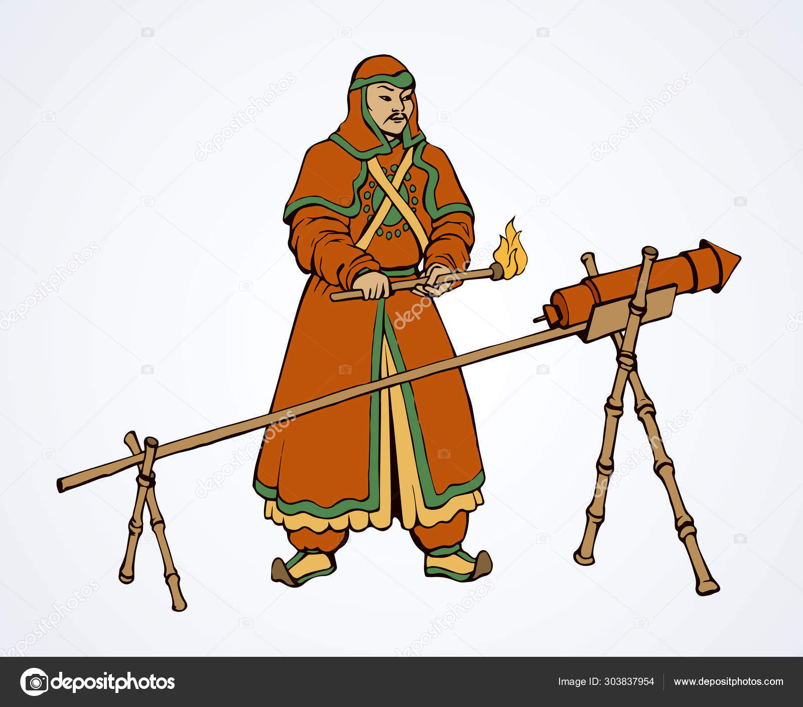 Vector drawing of Chinese warrior Stock Vector Image by ©Marinka #303837954