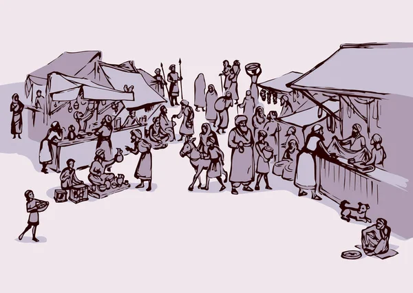 Medieval Marketplace Drawing
