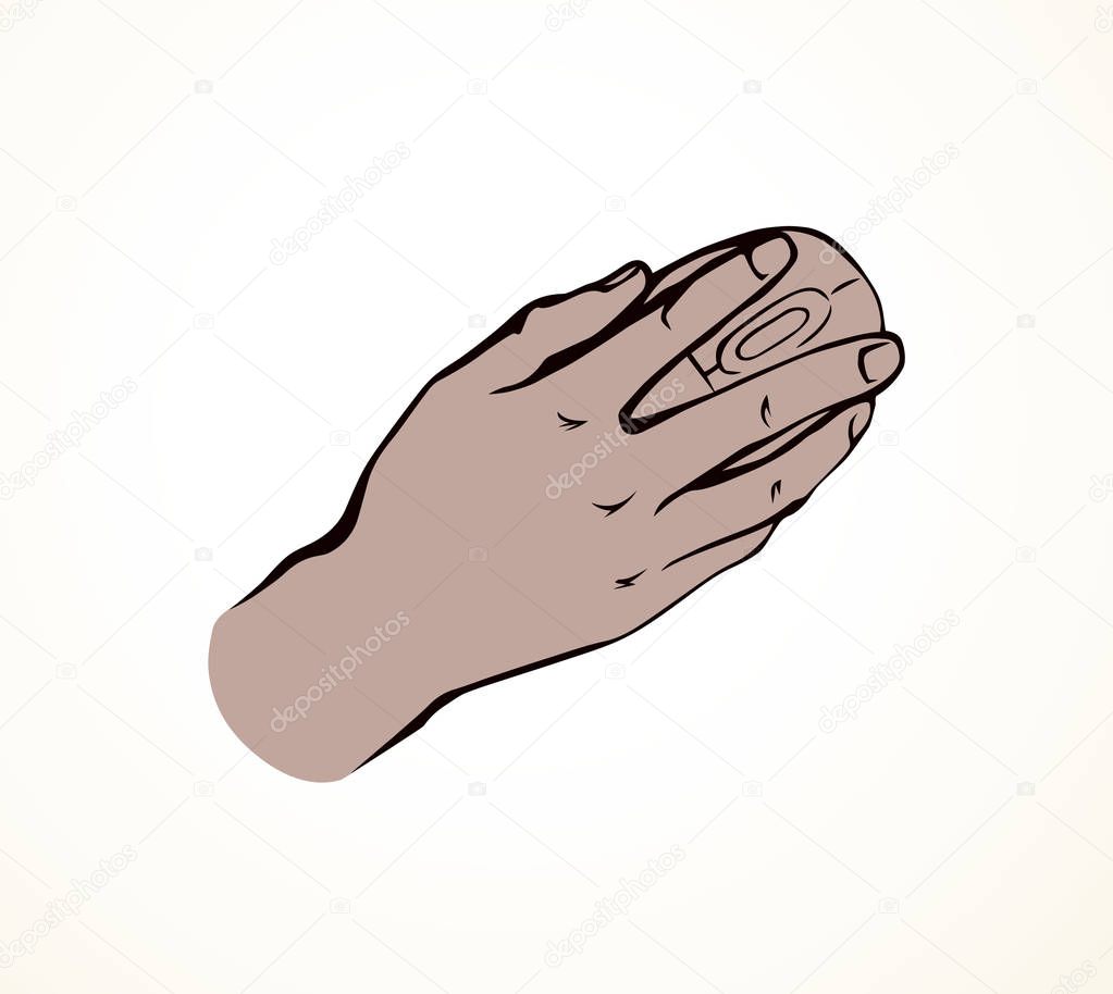 Mano sobre el ratón. Dibujo vectorial Vector de stock por ©Marinka ...