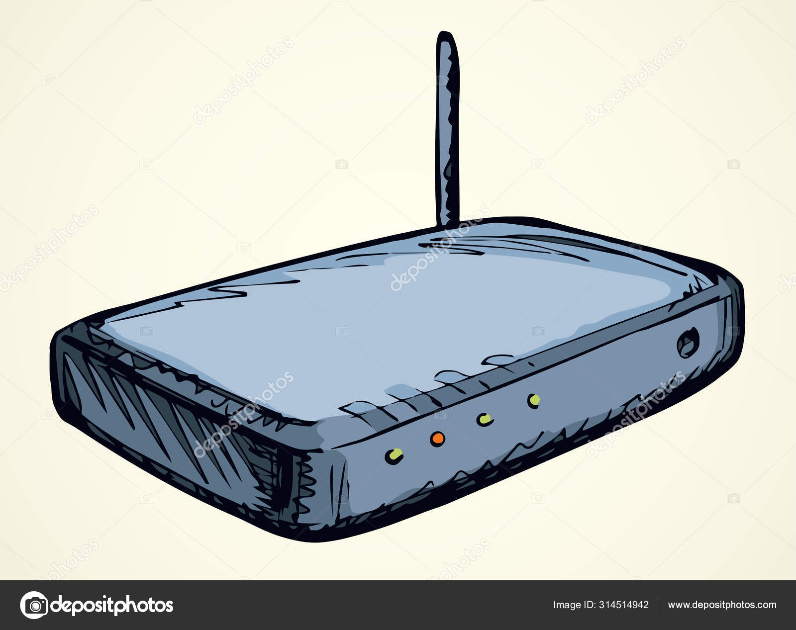 Módem con antena. Dibujo vectorial vector, gráfico vectorial © Marinka ...