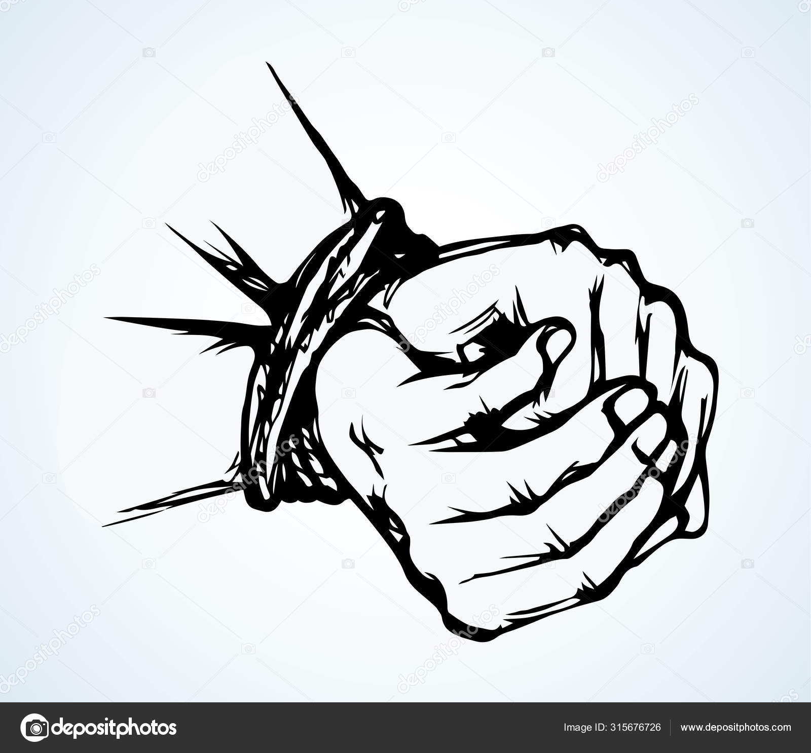 Roped bound hands. Vector drawing Stock Vector Image by ©Marinka #315676726