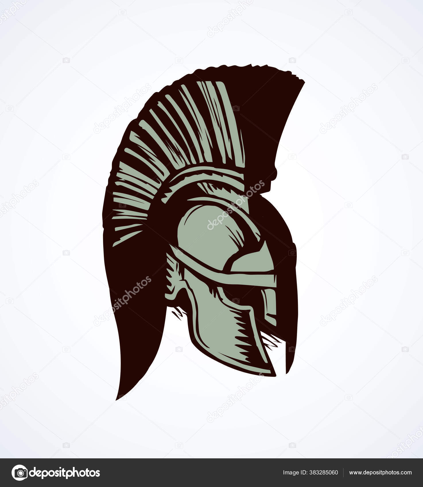 Histórico Yelmo Leónidas Doradas Sobre Fondo Blanco Esquema Mano Alzada ...