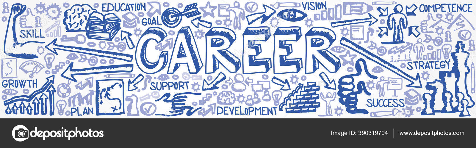 Vector Illustration Hand Drawn Icon Group Career Competence Development ...
