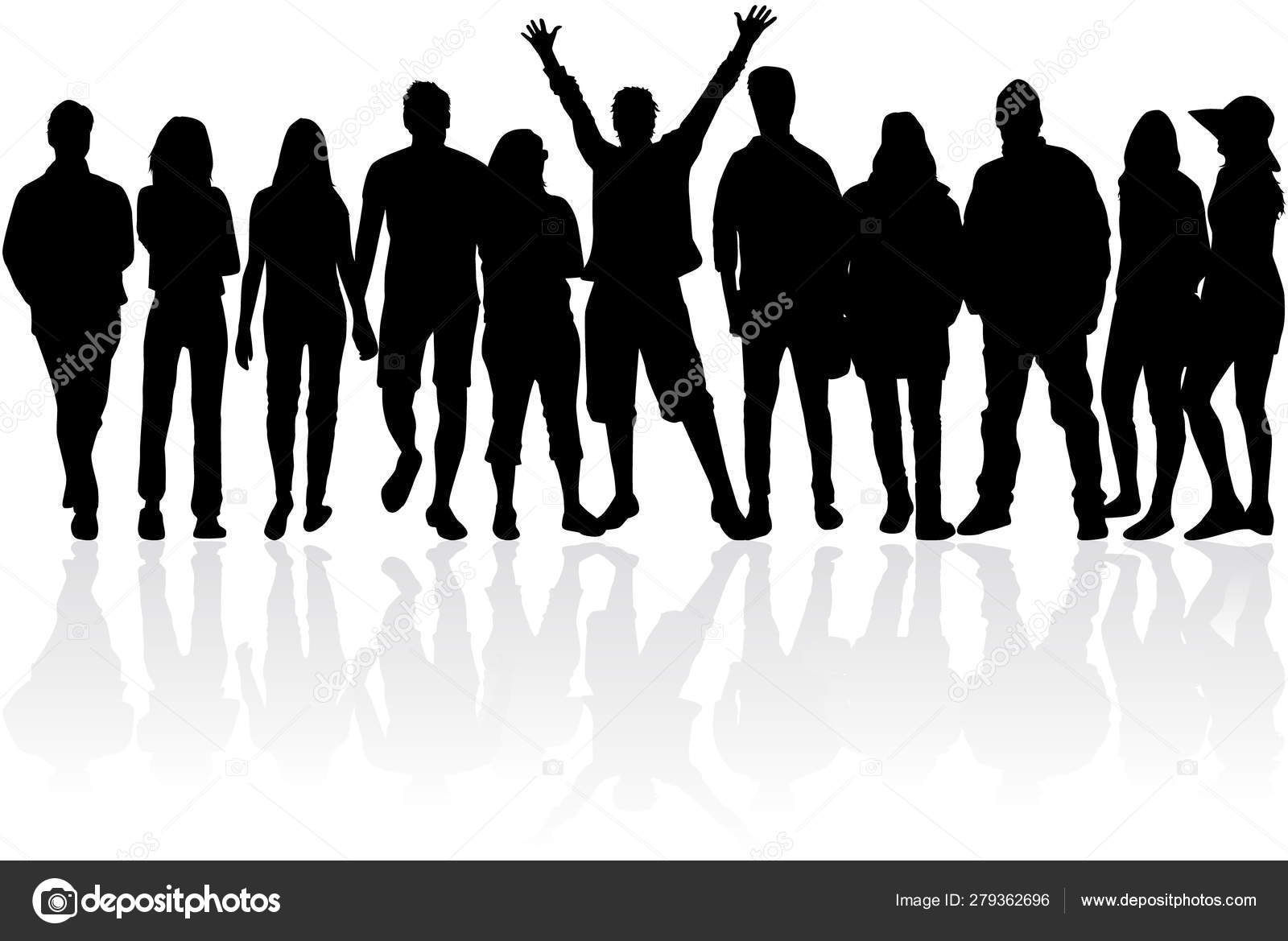 Siluetas De Multitud De Personas Ilustración De Multitud De Personas