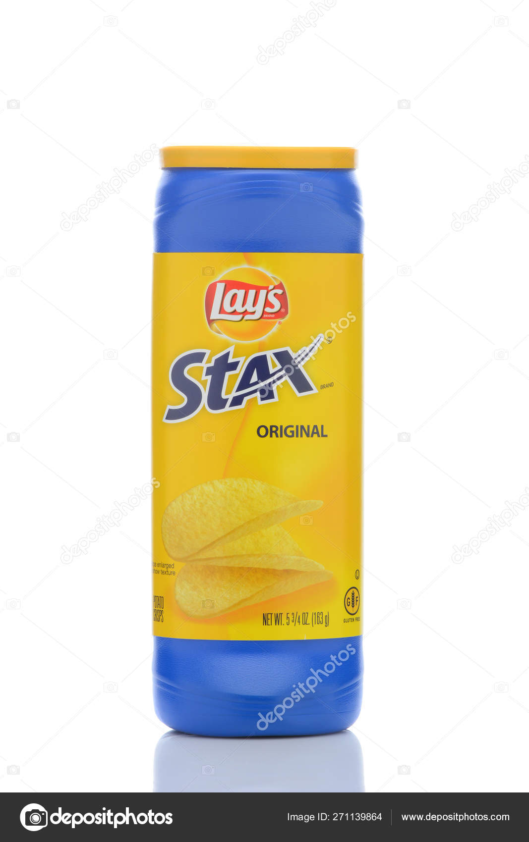 A container of Lays Stax original Flavor potato crisps from Frit ...