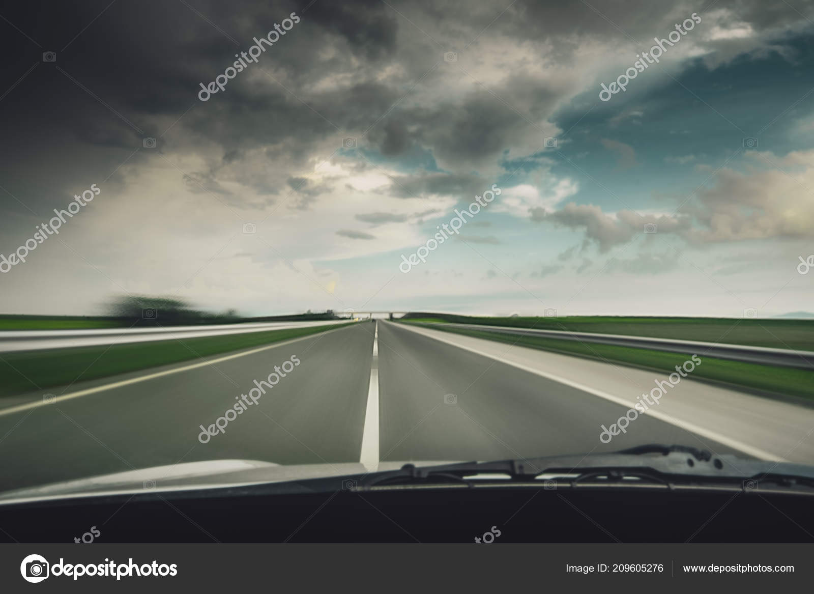 Fast Car Driving On Highway