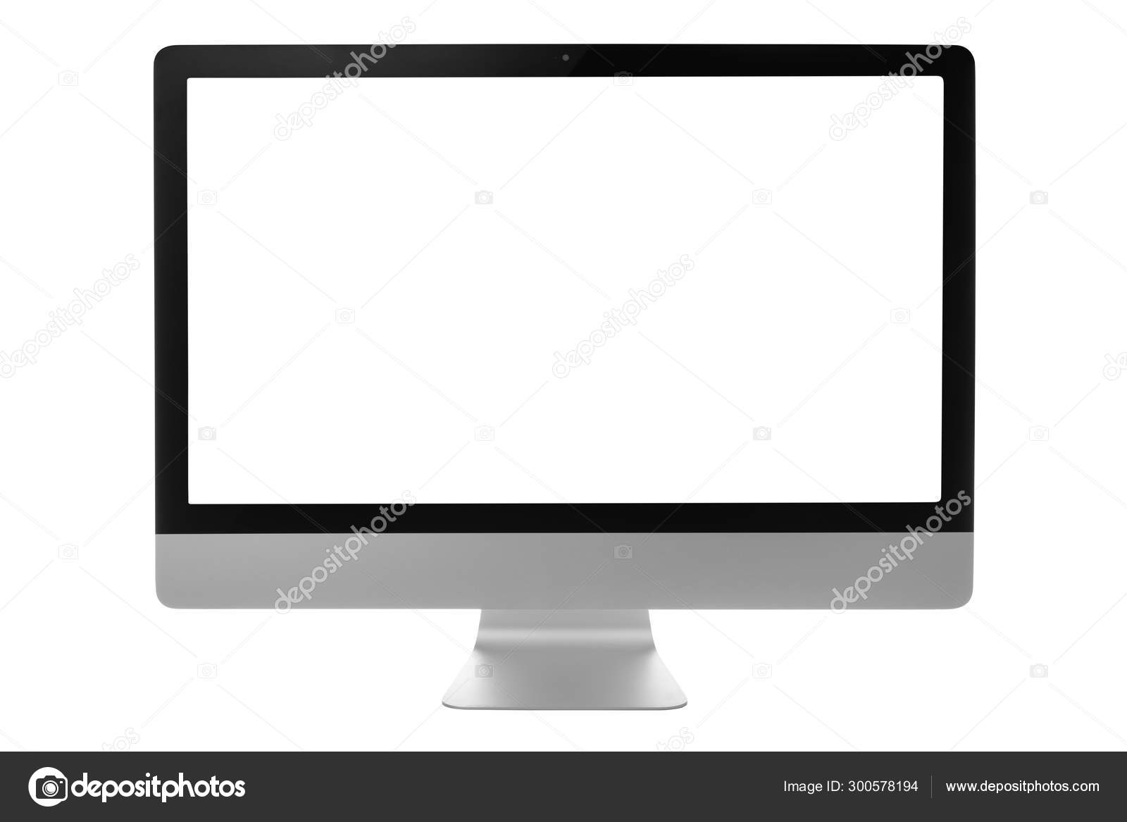 Computer monitor with black screen isolated on white background Stock ...