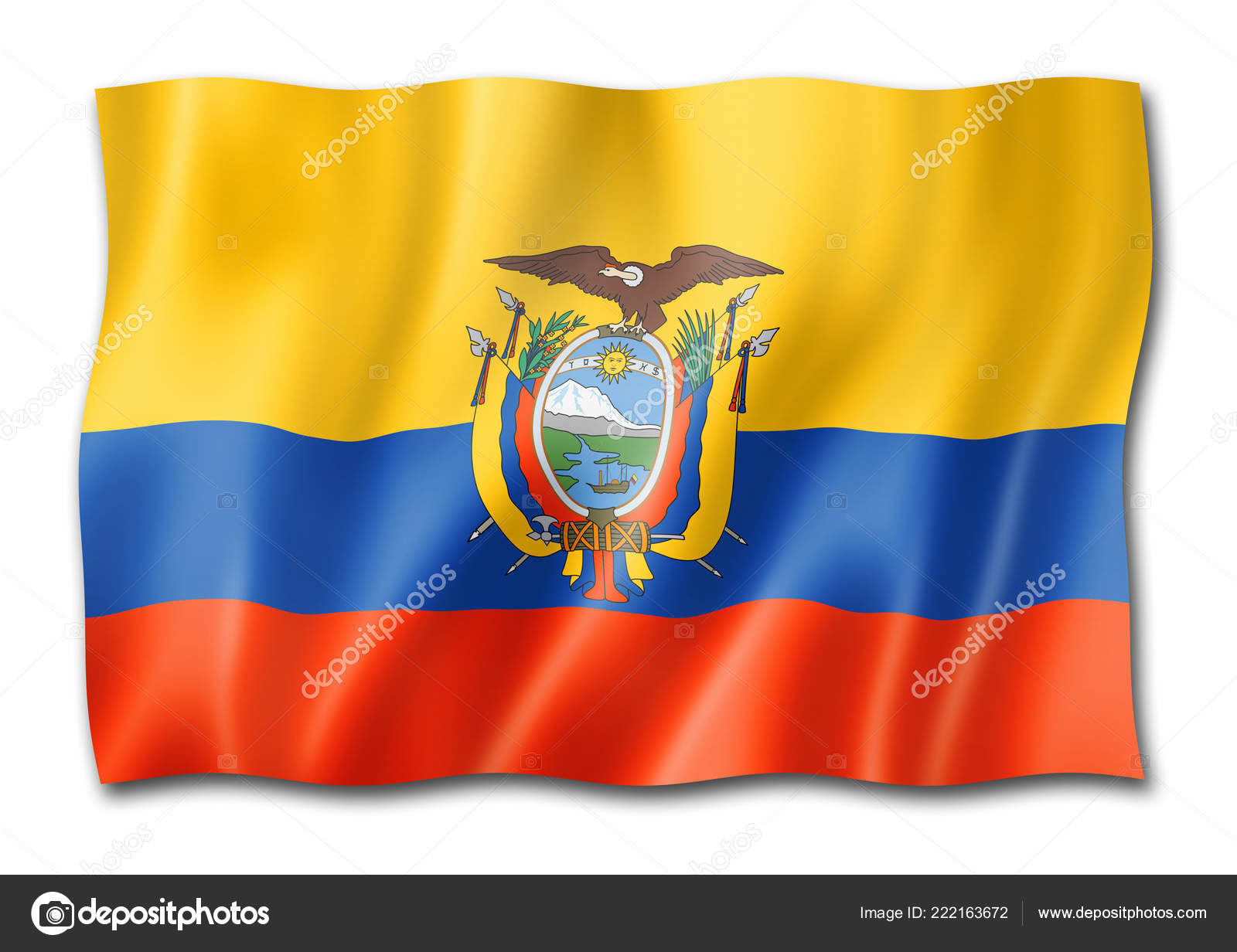 Ecuador Flag Three Dimensional Render Isolated White Stock Illustration ...