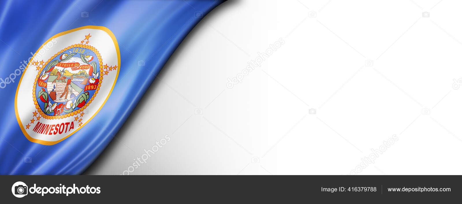 Minnesota Flag White Wall Banner Usa Illustration — Stock Photo ...