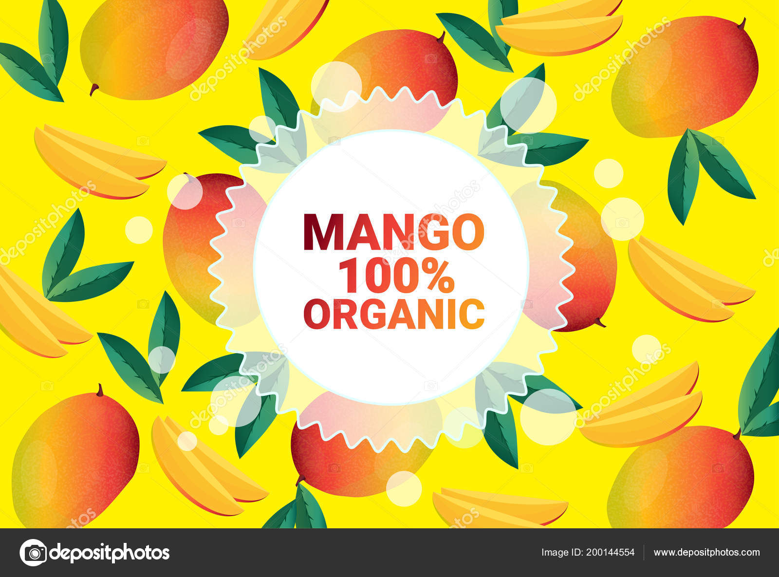 Mango fruit colorful circle copy space organic over fresh fruits ...