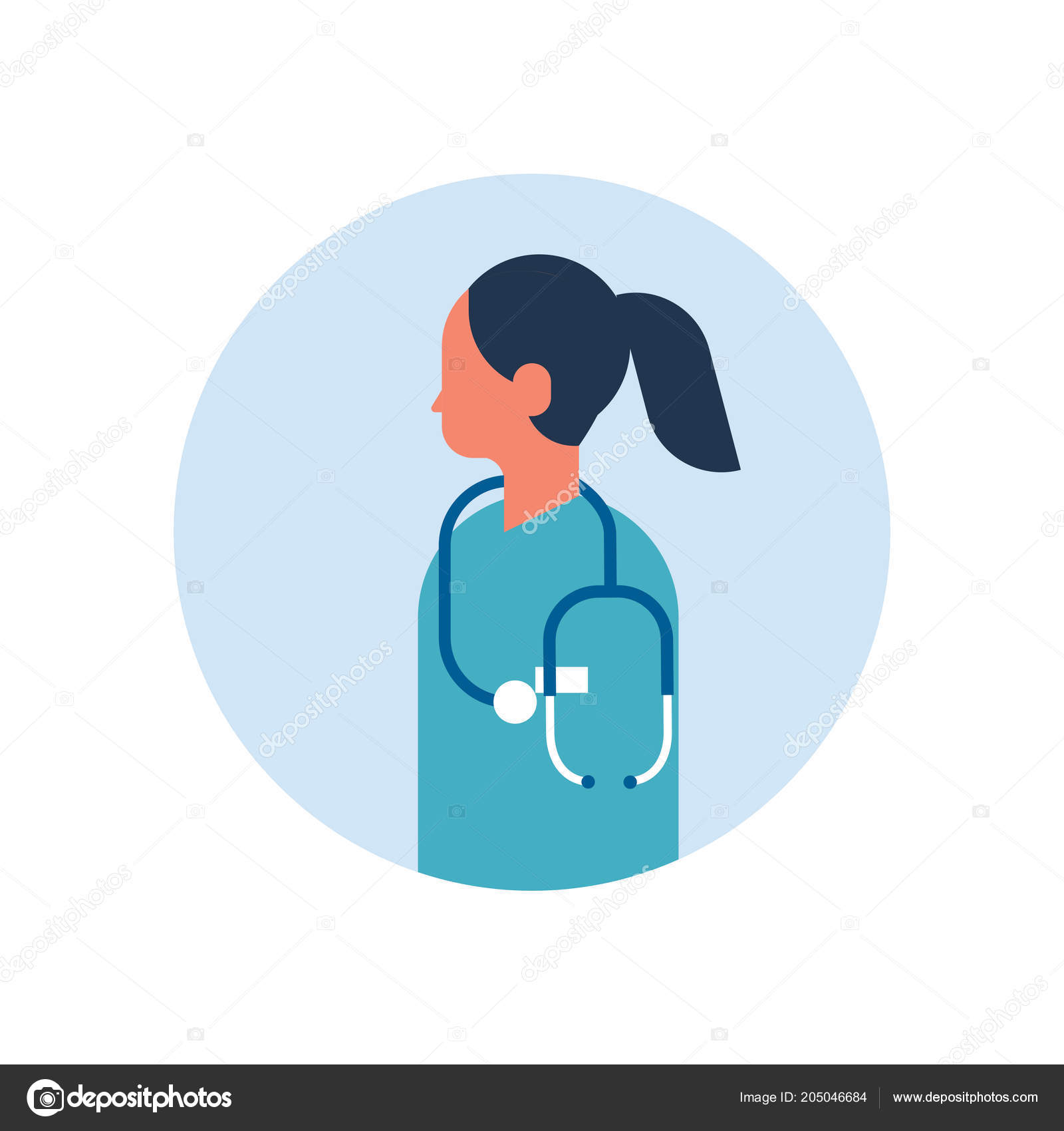 Asian Woman Medical Doctor Stethoscope Profile Icon Female Avatar