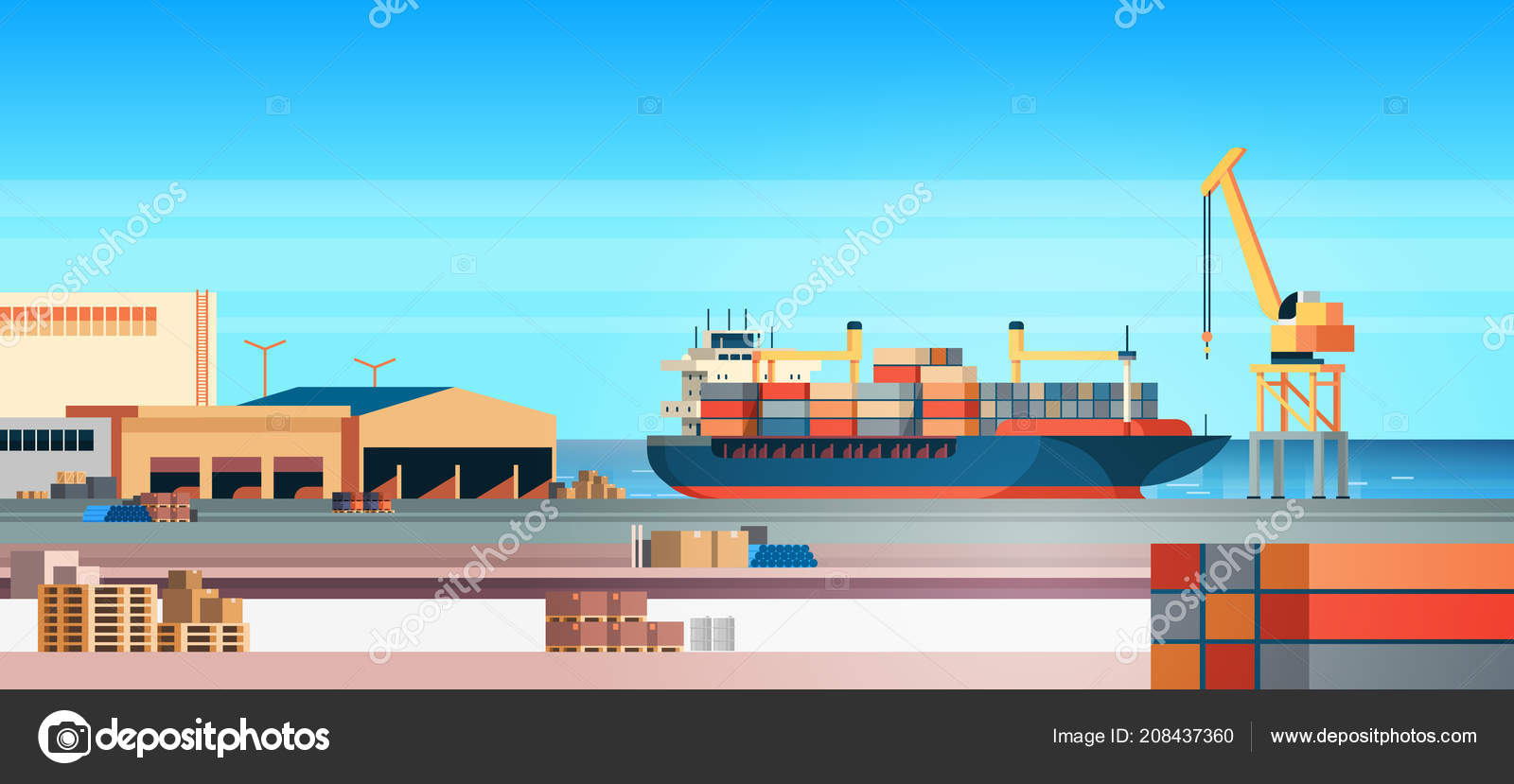Industrial sea port cargo logistics container import export freight ...