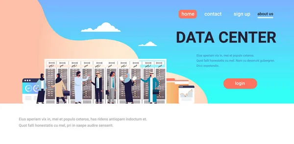 arabic people working data center room hosting server computer ...