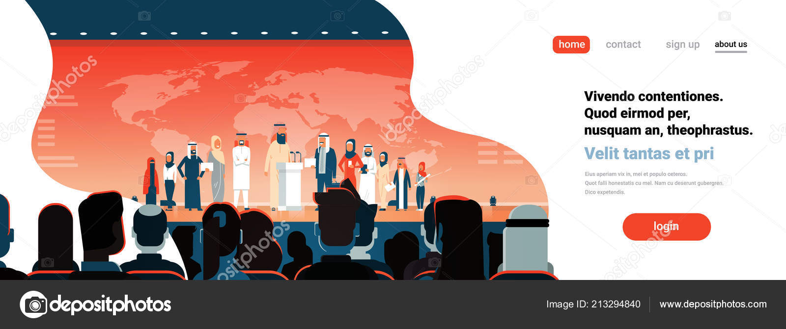 Arab business people group conference meeting presentation over world ...