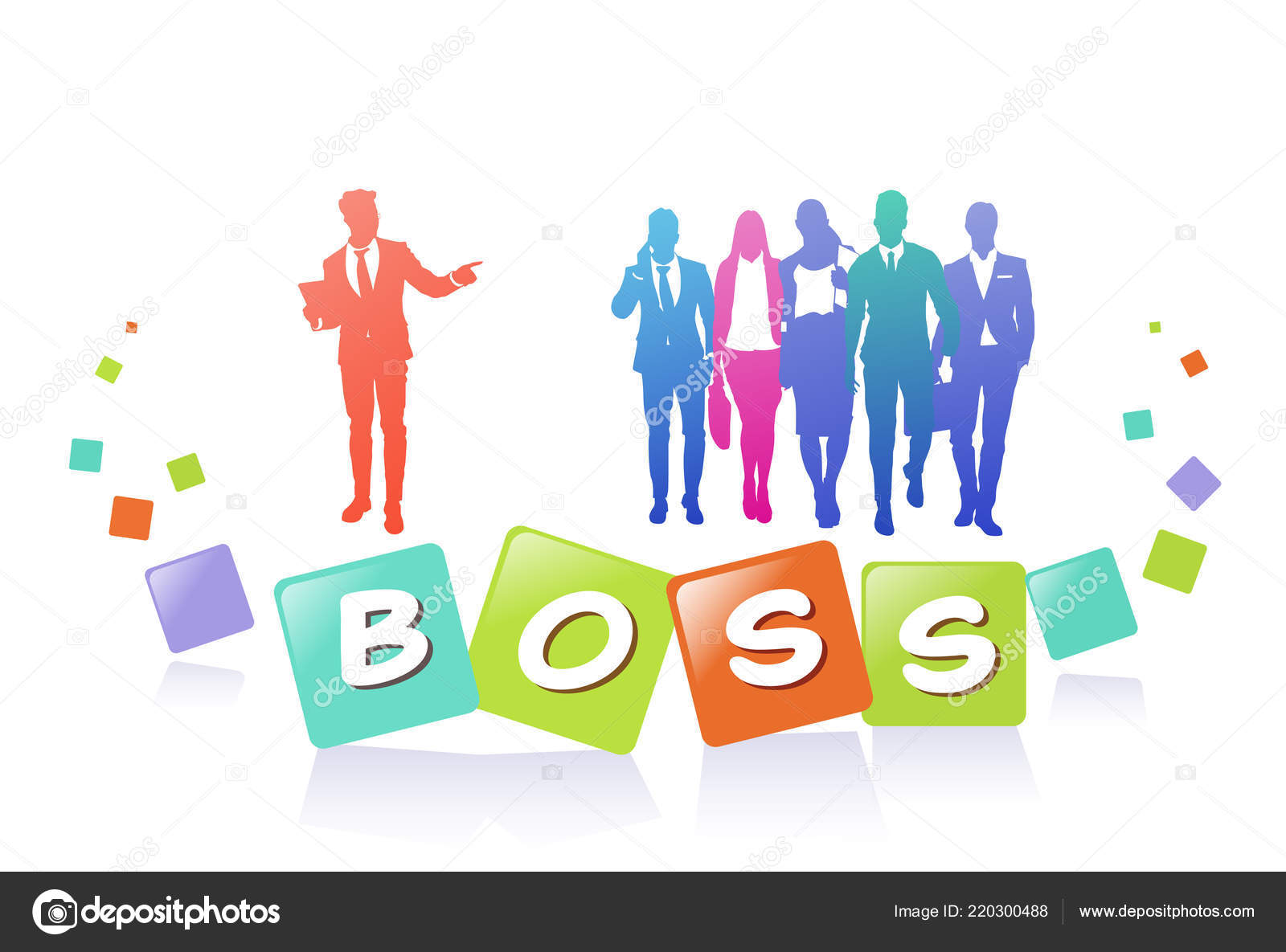 Colourful success business people silhouette, group of diversity ...