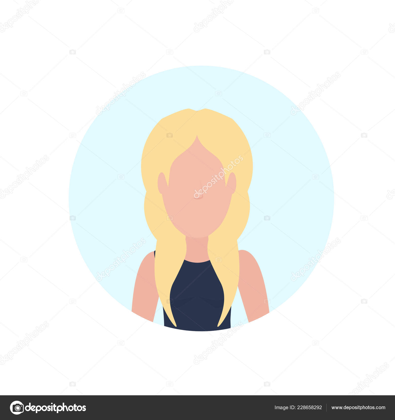Mujer rubia avatar aislado sin rostro personaje de dibujos animados ...