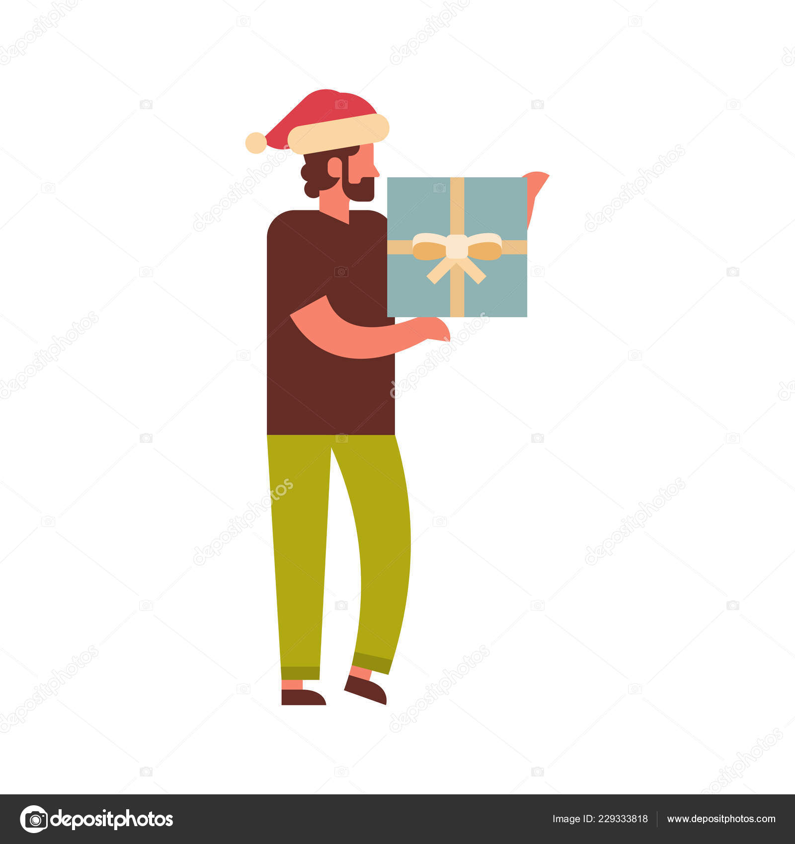 Man hold gift box present merry christmas happy new year holiday ...