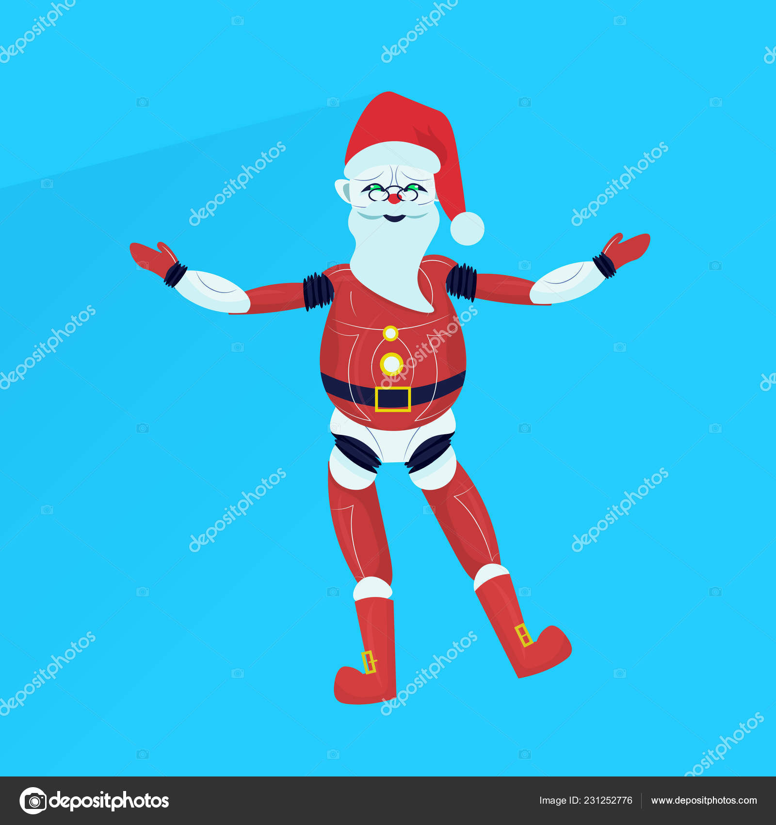 Santa claus robot posing merry christmas happy new year holiday concept ...