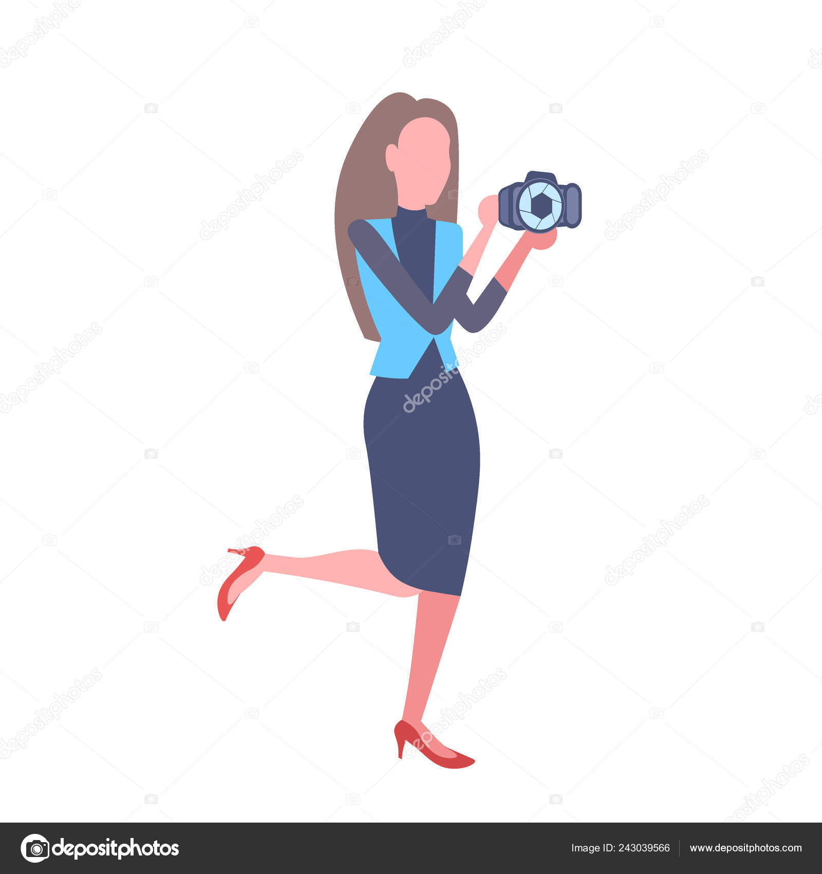 Elegant woman photographer taking picture with camera businesswoman ...